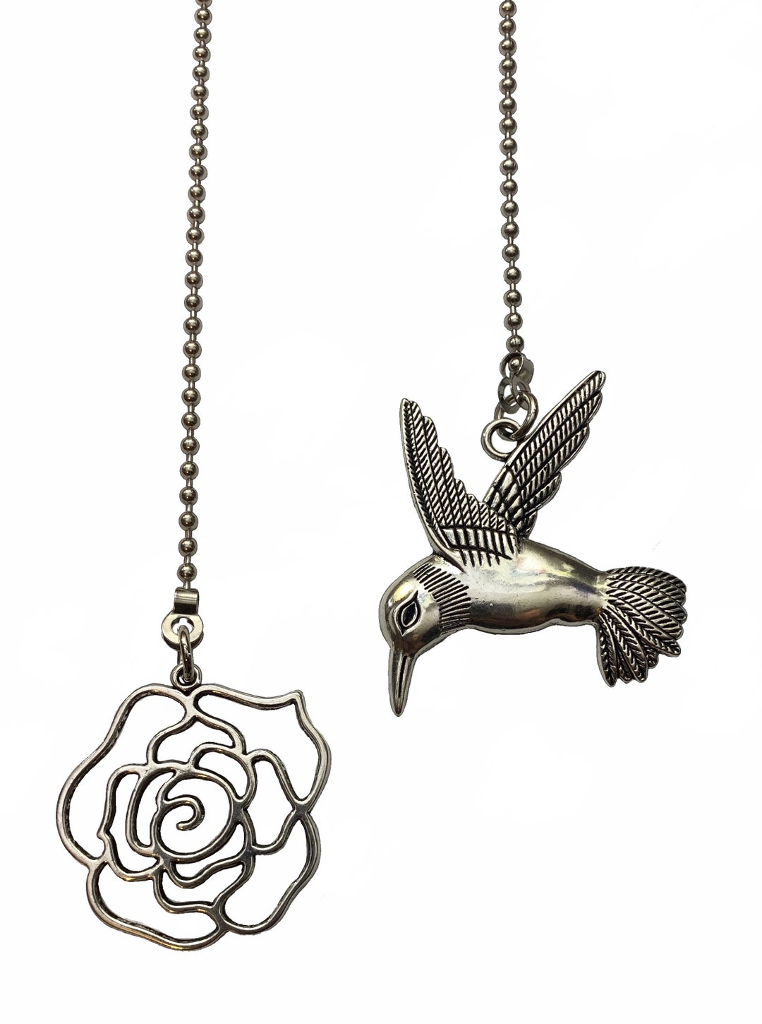 Very Large Hummingbird & Rose Fan Light Pull Chain Ornament Set - Etsy