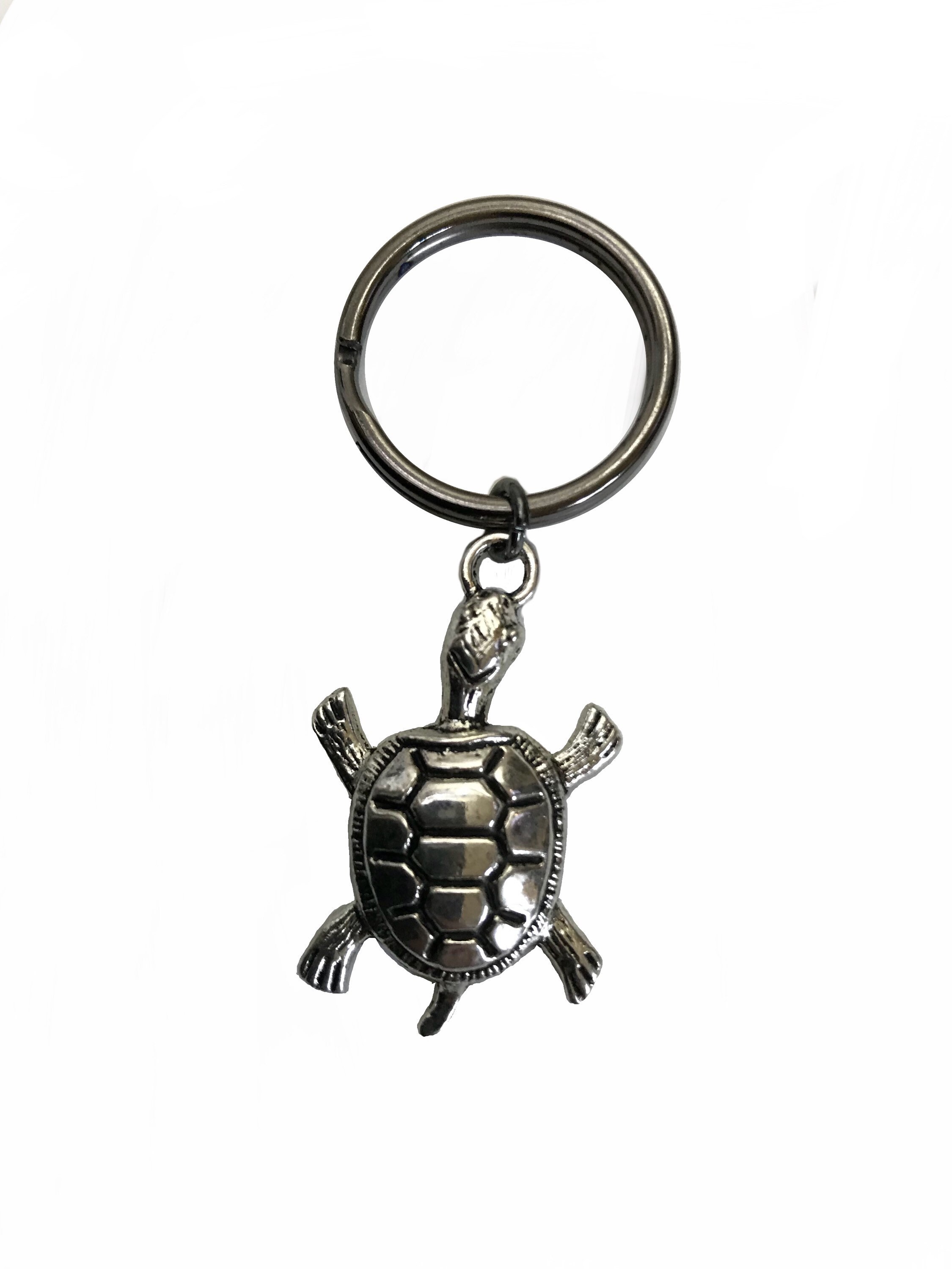 Vintage Style Pewter Turtle Keychain | Etsy