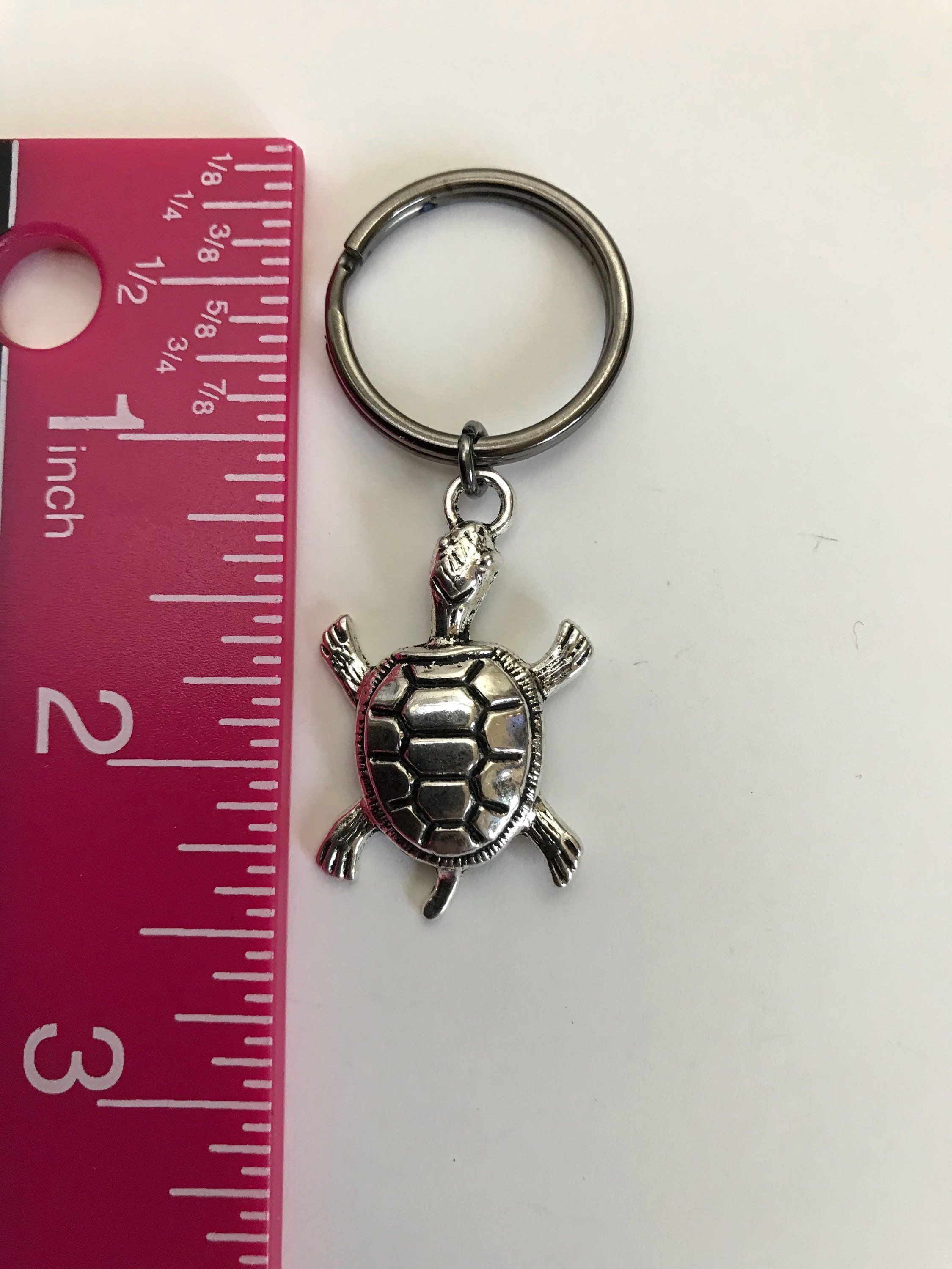 Vintage Style Pewter Turtle Keychain | Etsy