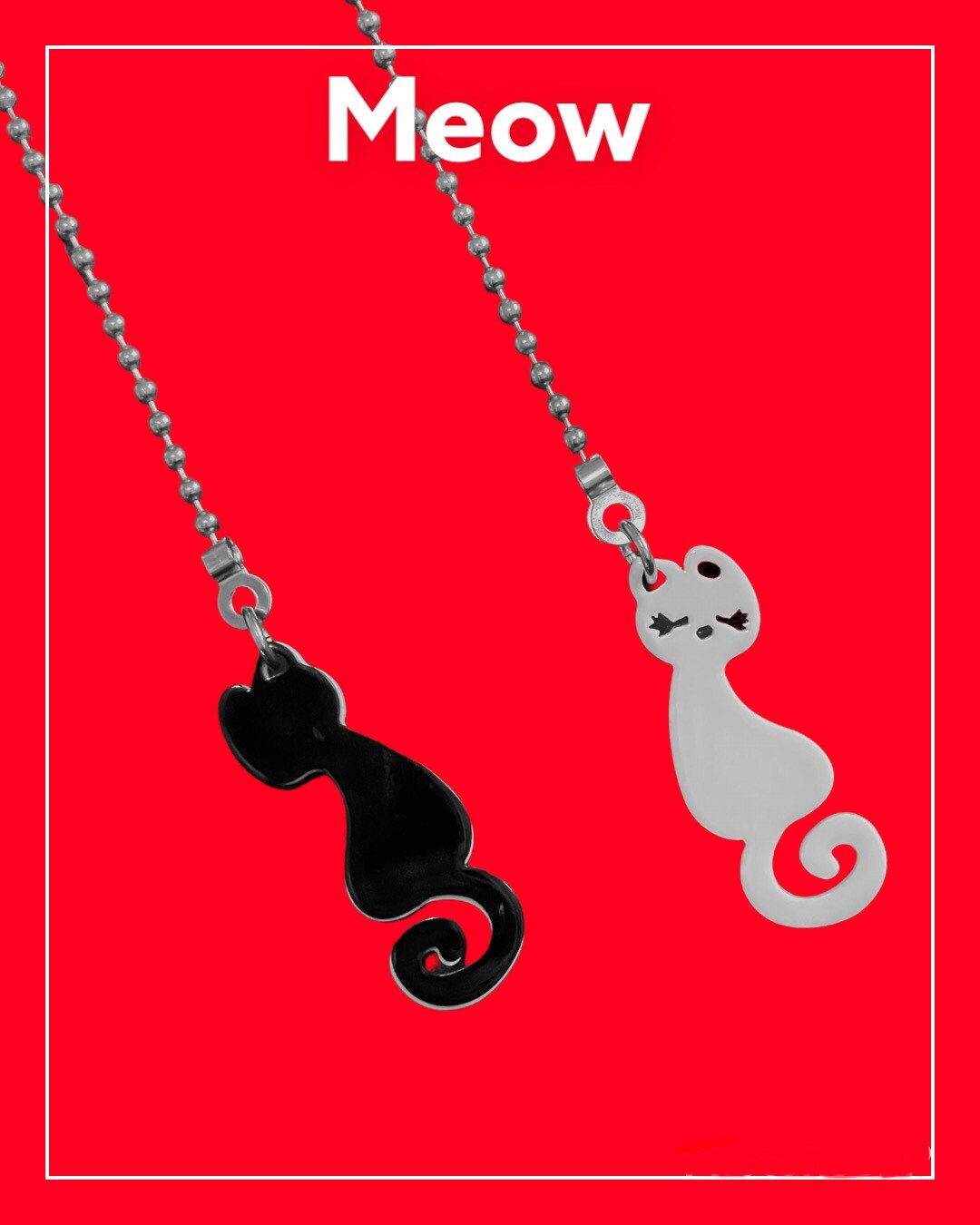 Two Black and White Acrylic Cat Fan Light Pull Chains Silver - Etsy