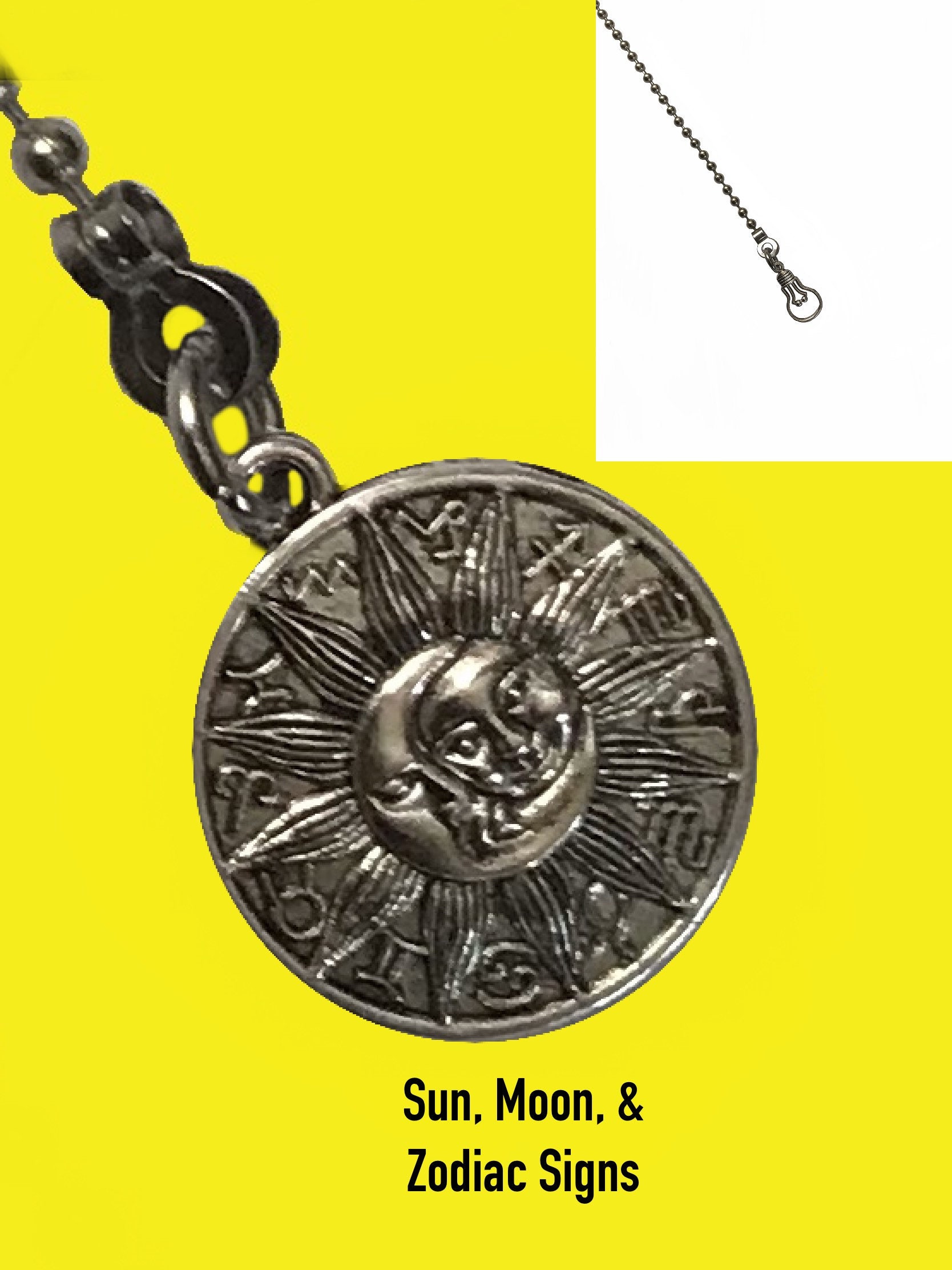 Sun Moon Zodiac Signs W/ Bulb Fan Light Pull Chain Ornament | Etsy