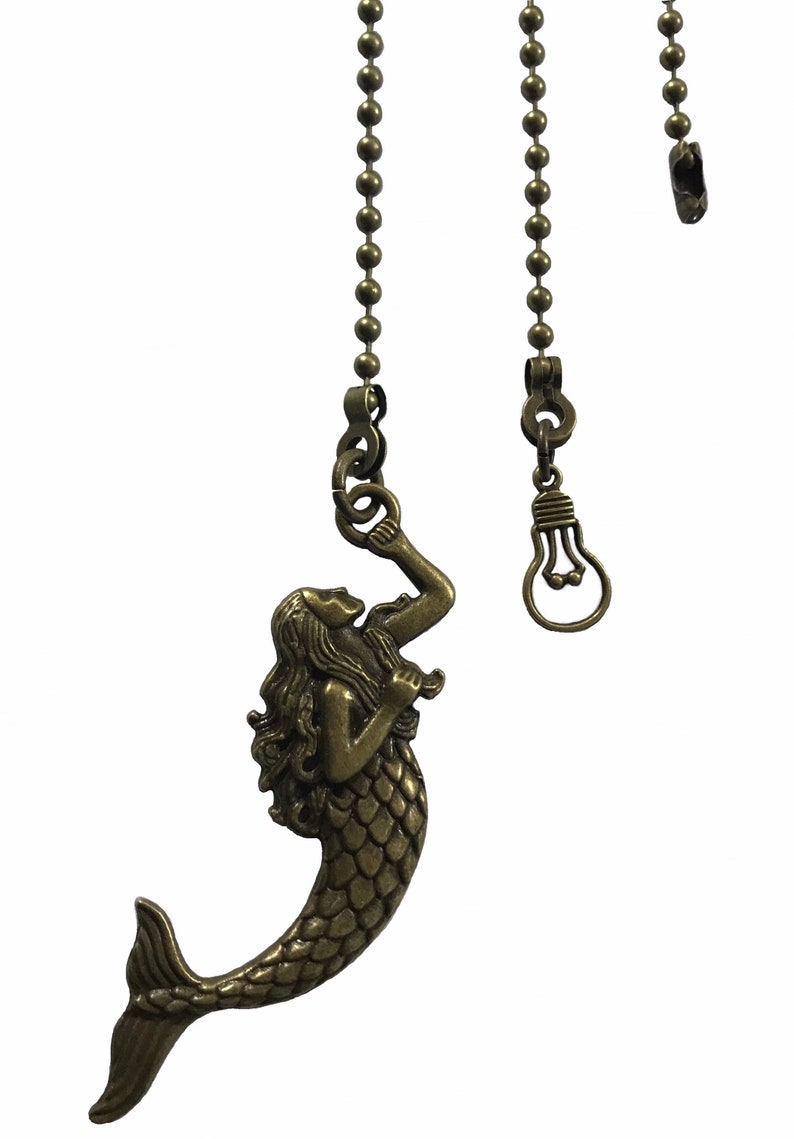 Bronze Large Mermaid & Light Bulb Fan Light Pull Chain Ornament Set - Etsy