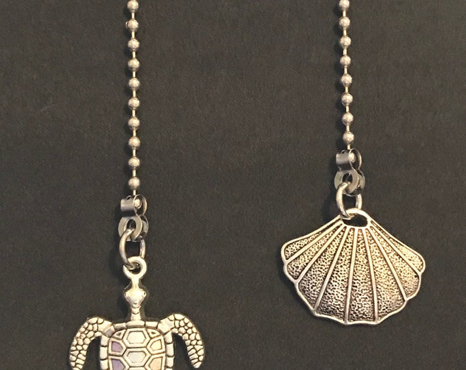 Coastal Ceiling Fan Pull Sea Turtle Fan Pull Beachy Fan Pull Teal Light ...