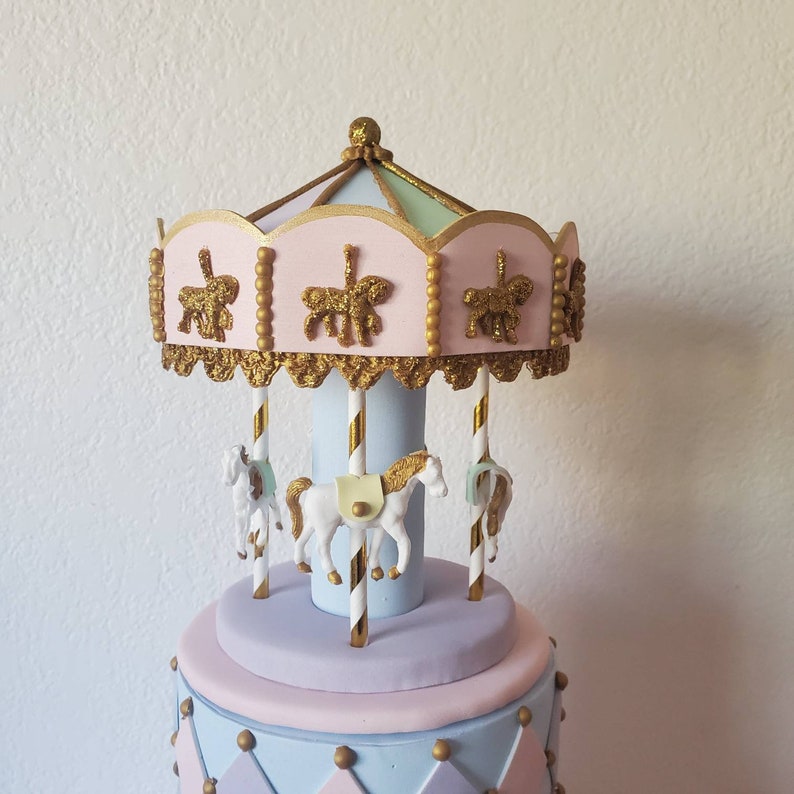 Carousel Cake Topper Rainbow Pastel Colors - Etsy