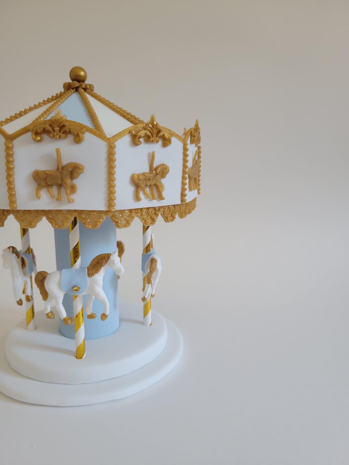 Carousel Cake Topper Faux Party Prop. Color: Baby Blue, White, Gold, - Etsy