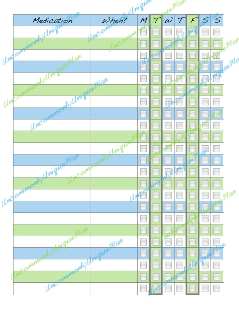 Printable Week-long Daily Medication Checklist - Etsy