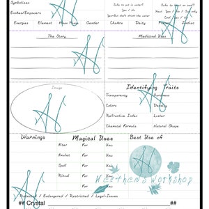 Crystal Log Sheet - Etsy UK
