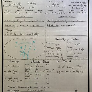 Crystal Log Sheet - Etsy UK