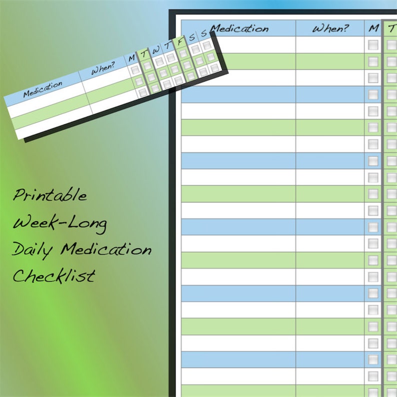 Printable Week-long Daily Medication Checklist - Etsy