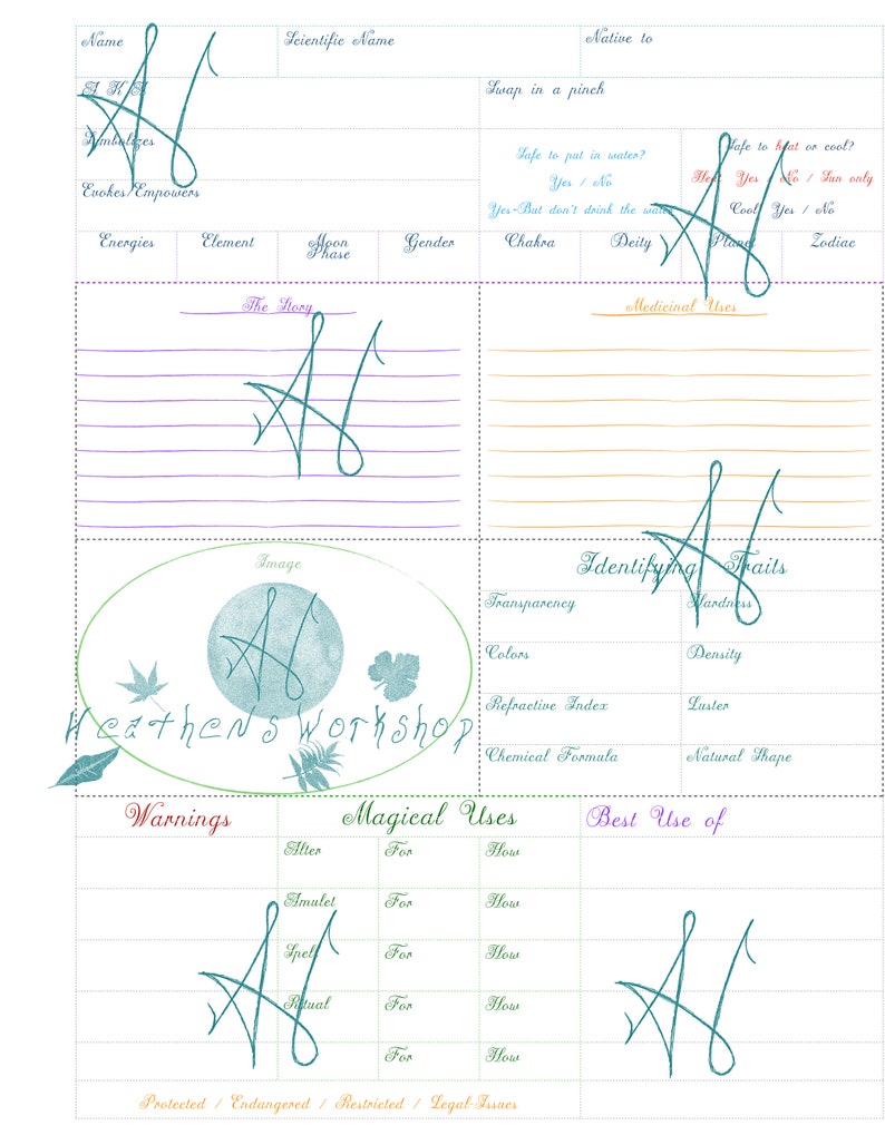 Crystal Log Sheet - Etsy