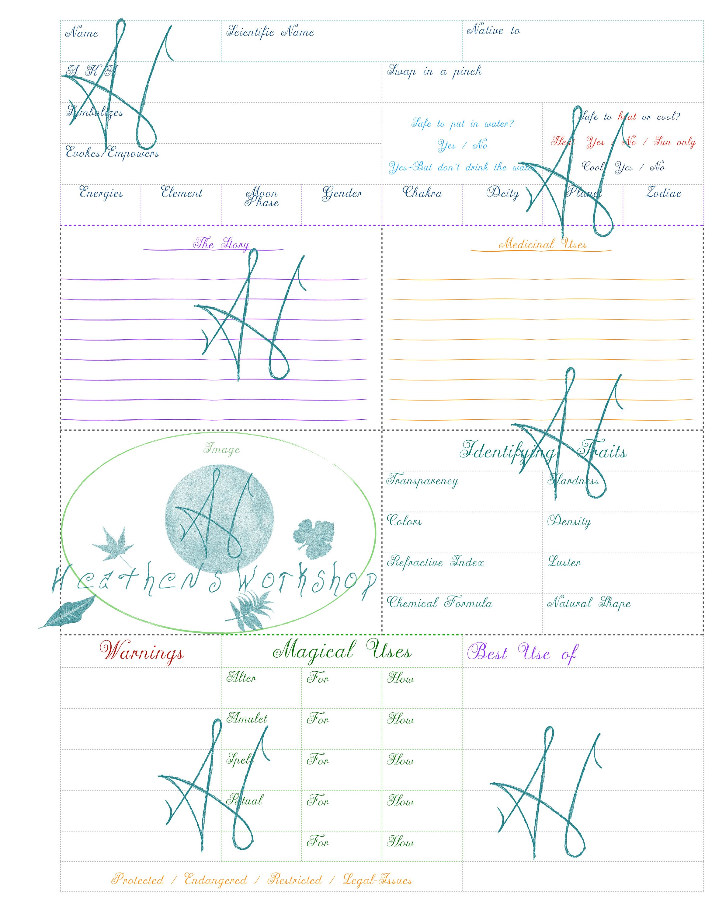 Crystal Log Sheet - Etsy