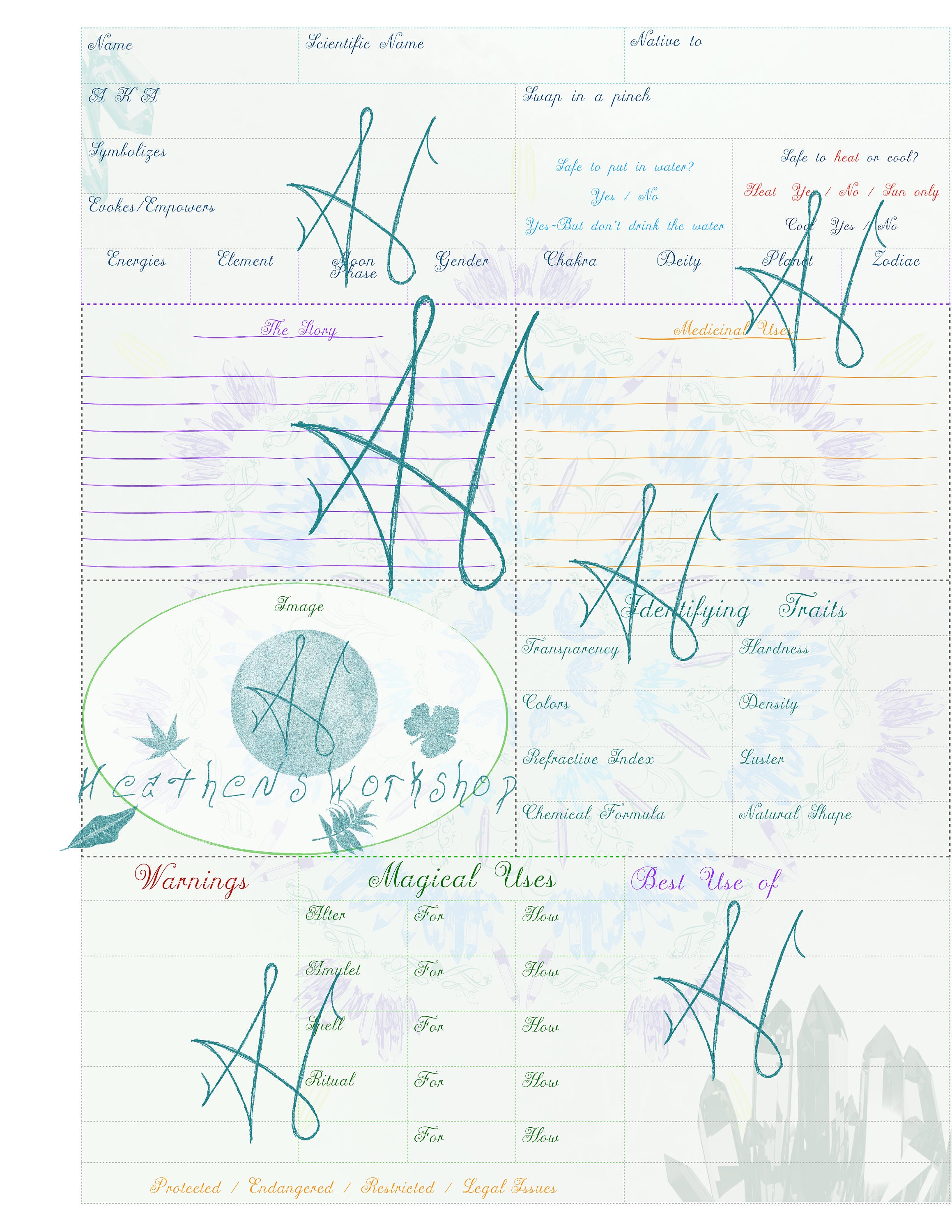 Crystal Log Sheet - Etsy