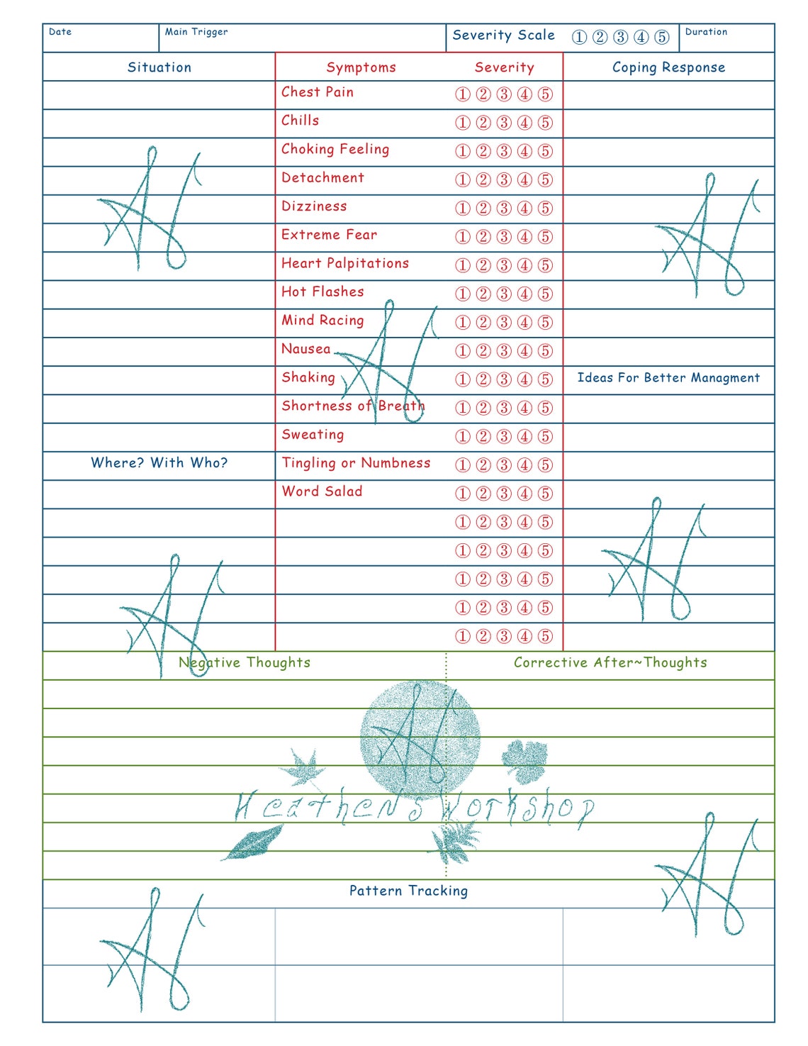 Panic Attack Log - Etsy