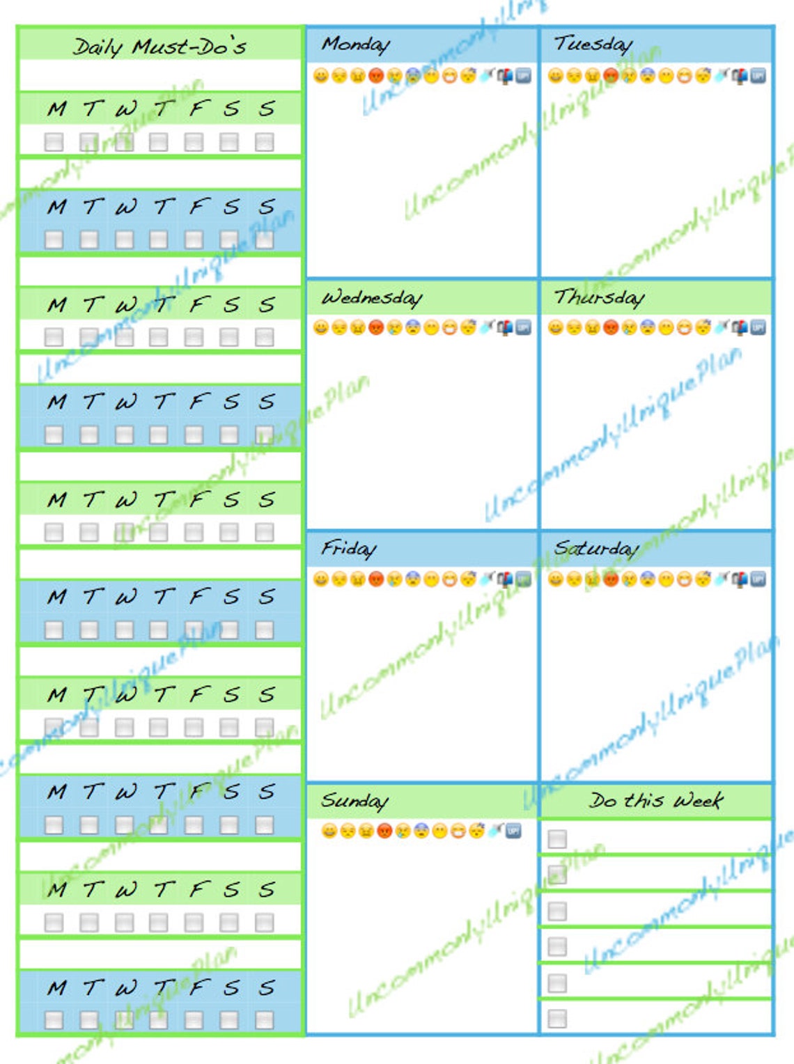 Unique Printable Weekly Planner With Daily Checklist and Daily | Etsy