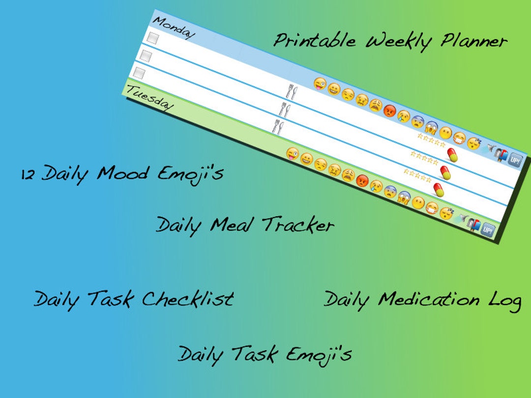Unique Weekly Planner With Emoji Medication and Emoji Meal Tracker - Etsy