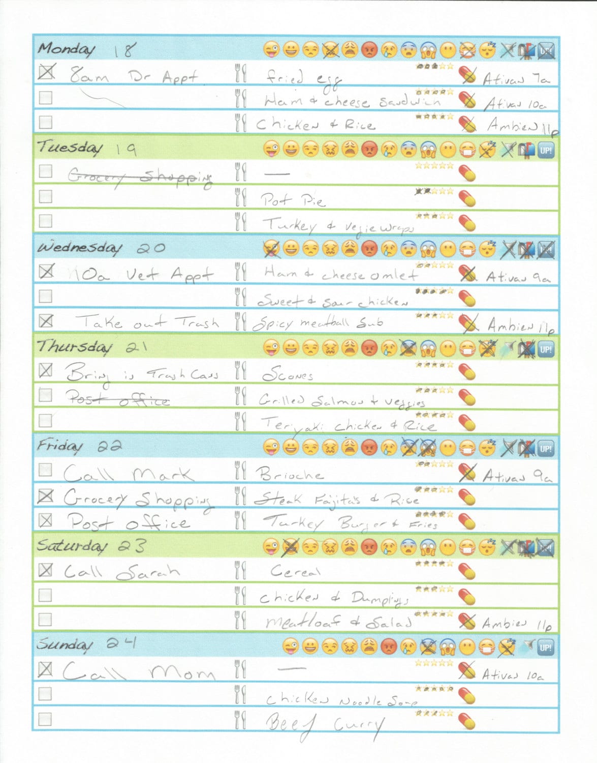 Unique Weekly Planner With Emoji Medication and Emoji Meal Tracker - Etsy