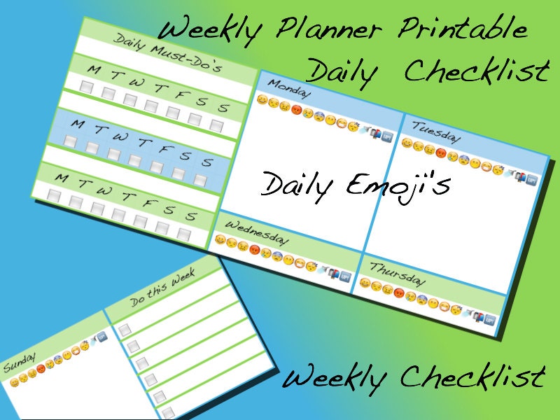 Unique Printable Weekly Planner With Daily Checklist and Daily Mood ...