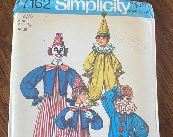 Simplicity Sewing Pattern 7162 Adult Clown Costume Gender Neutral Size ...