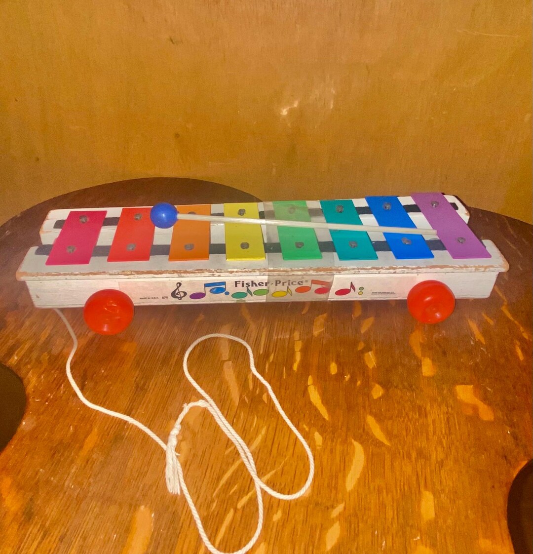 Children’s Xylophone With Pull String and Wheels Vintage Fisher Price ...