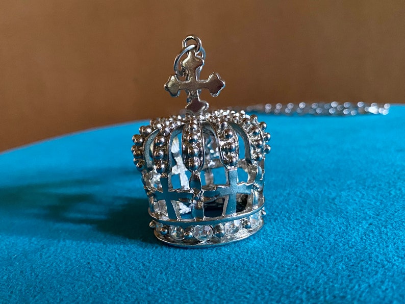 Royal Coronation Crown Pendant Necklace With Rhinestones Chain Included ...