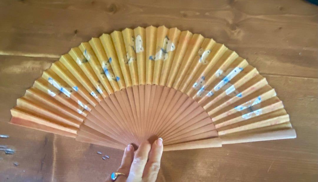 1920s Silk Fan Hand Painted Butterflies on Fragrant Sandlewood Base - Etsy