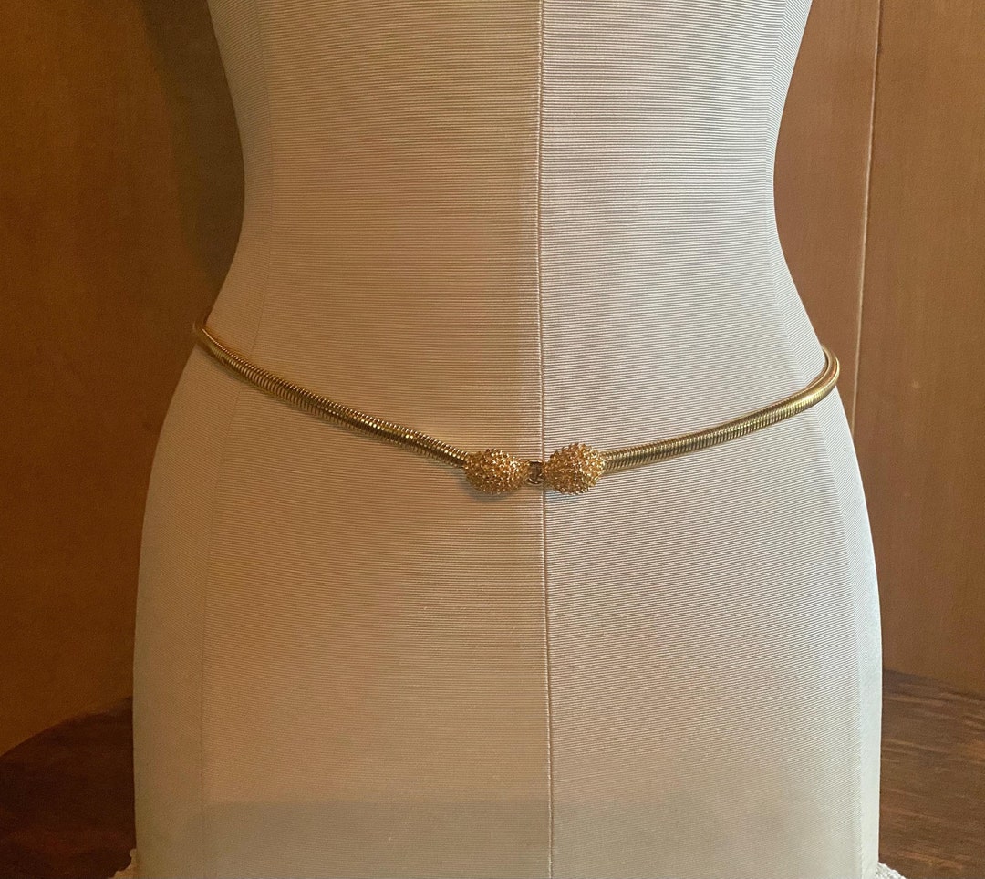 Vintage Snake Chain Belt - Gold Tone Nugget Accent Clasp Circa 1960s - Etsy