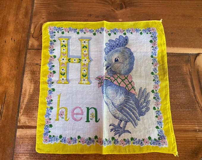 1950s Children’s Handkerchief Alphabet Letter H Along With the Word ...