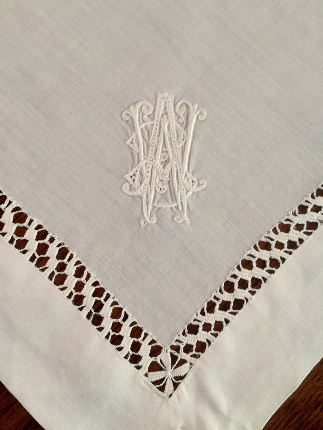Victorian Dinner Napkin Single Large Monogrammed With A W Small ...