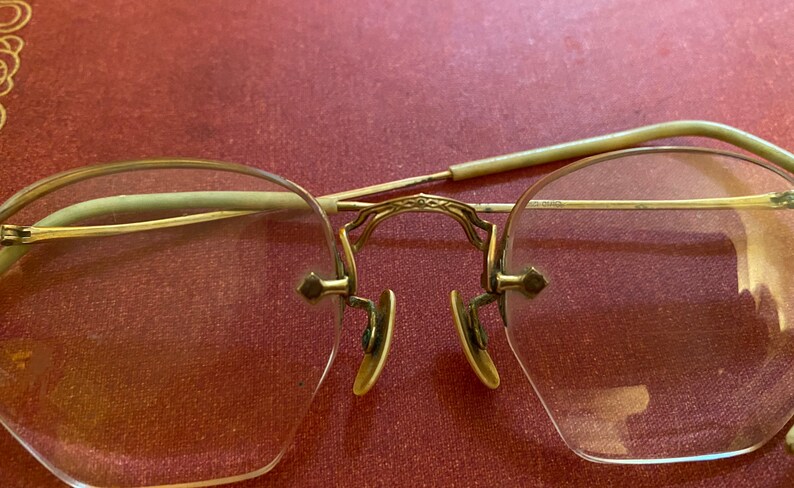 Antique Spectacles Gold Frameless Octagon Shape With | Etsy