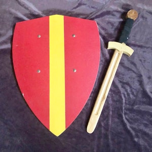 Medieval Knight Set Wooden Shield & Sword Handcrafted in Germany Circa ...
