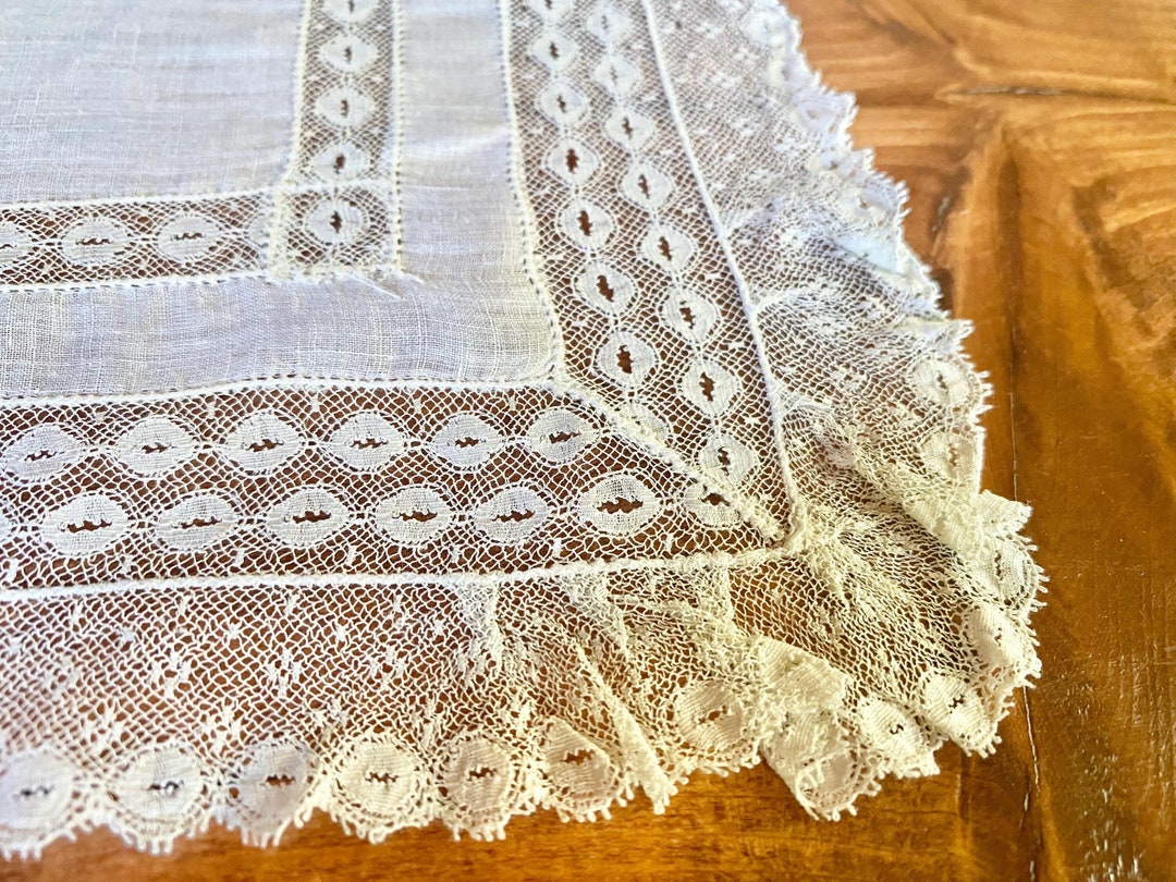 Antique Handkerchief Lace & Linen Excellent Vintage Condition Circa ...