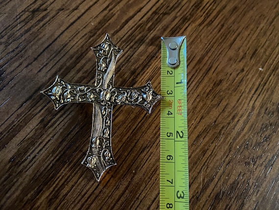 Italian Renaissance Style Cross Brooch Pendant - Lily… - Gem