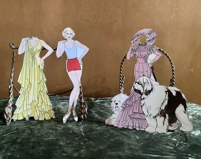 Vintage Paper Doll, Dogs & 1940s Clothing - Jean Harlow 5 Outfits Circa ...