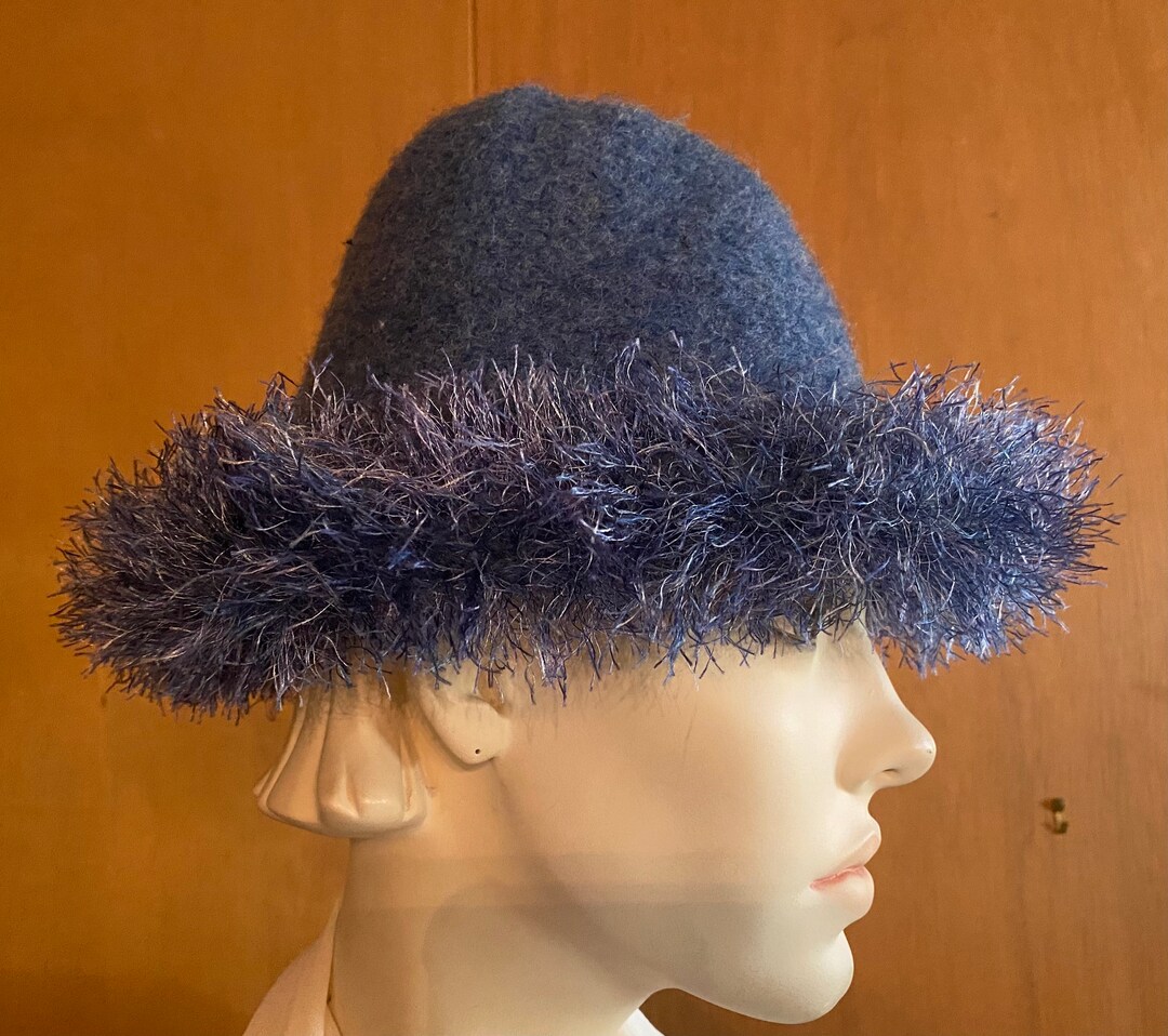 SALE! Boiled Wool Custom Made Artisan Fringe Hat Size Small Circa 1980s ...
