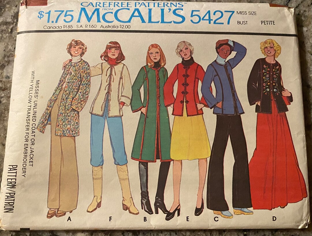 Mccall's 5427 Ethnic Jacket Sewing Pattern: Petite Size, Embroidery ...