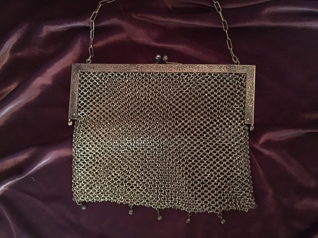 Silver Metal Mesh Evening Opera Chatelaine Bag Circa 1900 - Etsy