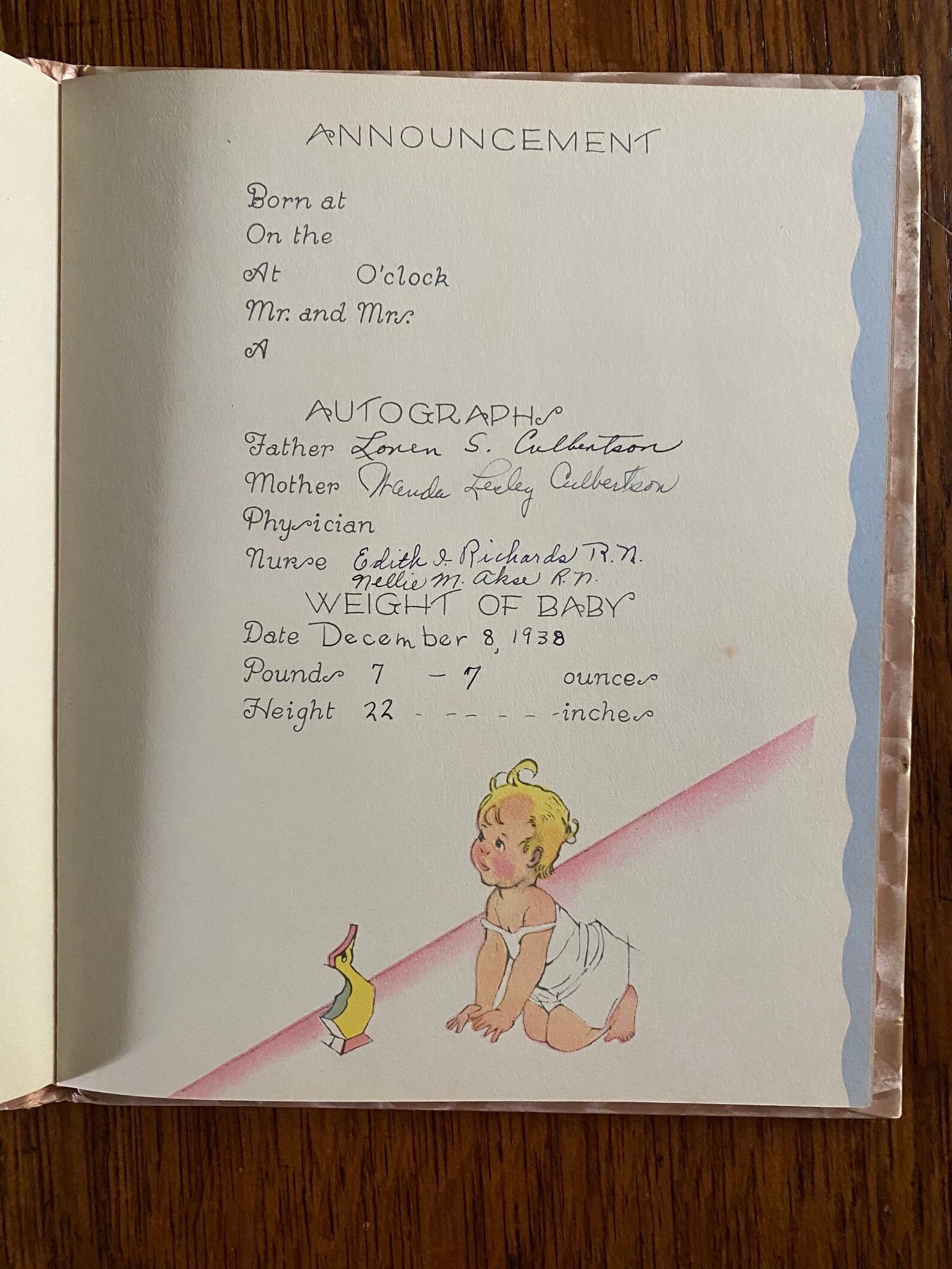 Antique Baby Biography Journal circa 1938 Parents Loren & | Etsy