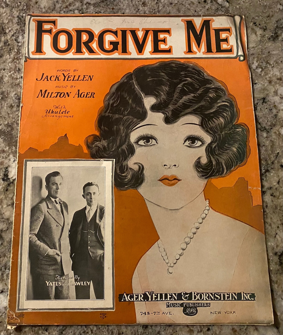 1927 Sheet Music Forgive Me by Jack Yellen & Milton Ager - Etsy