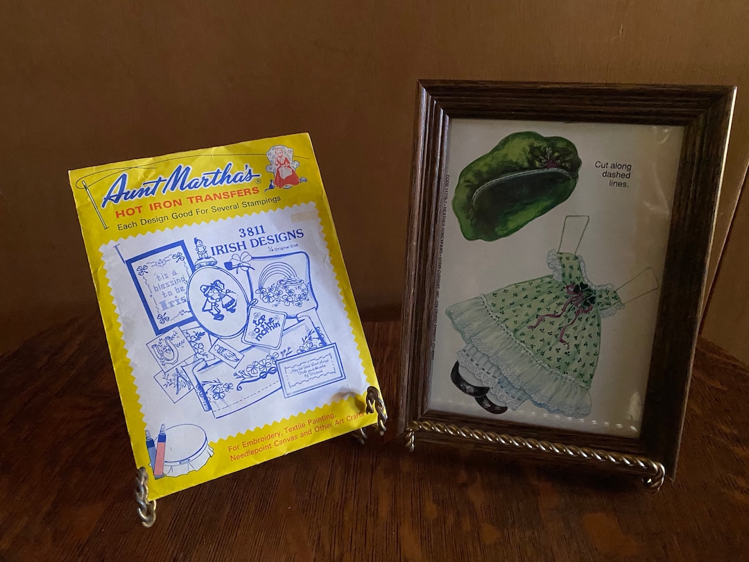 Vintage Framed Irish Paper Doll Vignette With Aunt Martha Iron-on ...