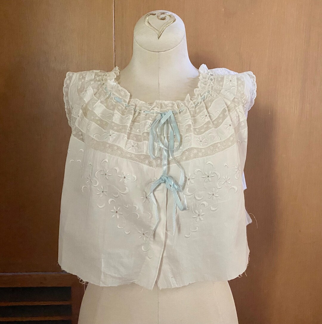 Antique Chemise Corset Cover Bodice Cover REMNANT Cotton Eyelet ...