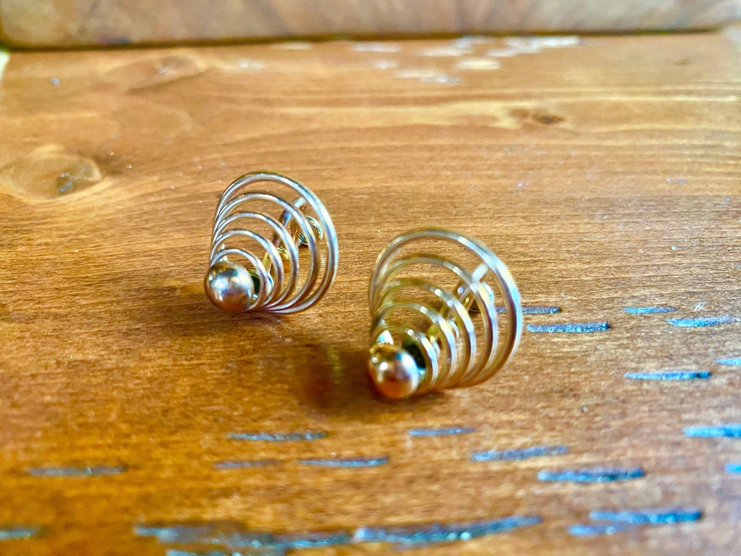 EARRINGS-12 Karat Gold Dome Shape Rings Screw Back Earrings Signed HSB ...