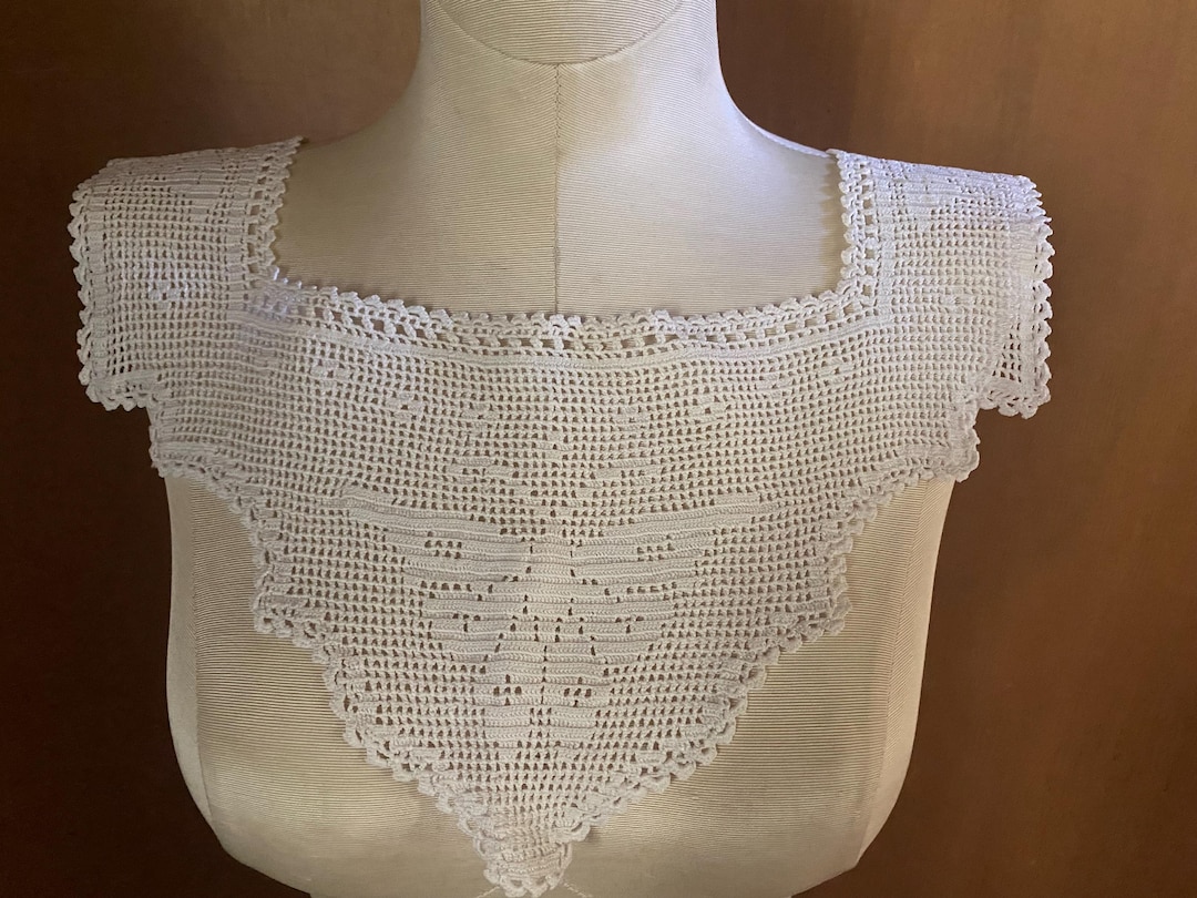 Antique Hand Crocheted Lace Yoke Handmade for Vintage Lingerie or Gown ...