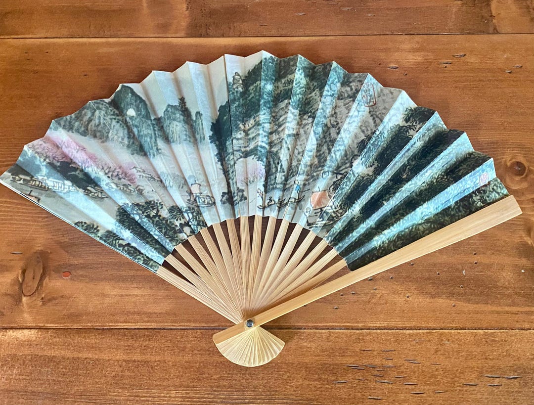 Japanese Hand Held Fan - Folds - Bamboo Heavy Paper Circa 1960s - Etsy