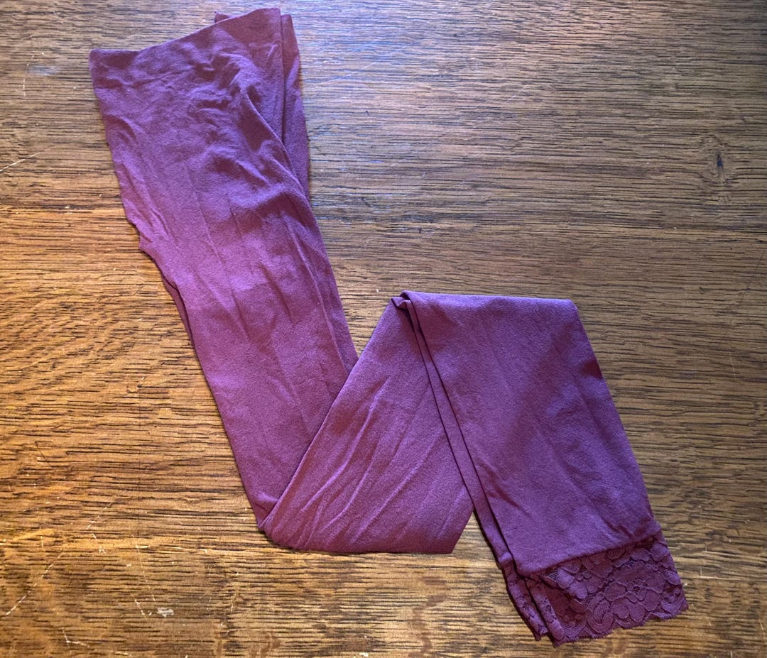 Footless Tights Panty Hose Wine Color Lace Ankles Size Small - Etsy