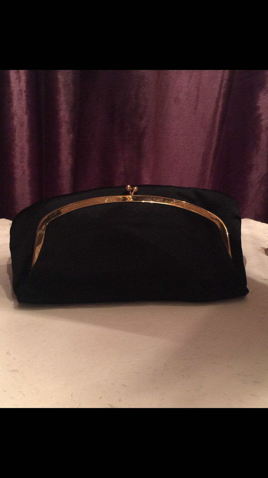 Black Satin Fold Over Clutch Evening Bag and Matching Coin Purse Mel ...