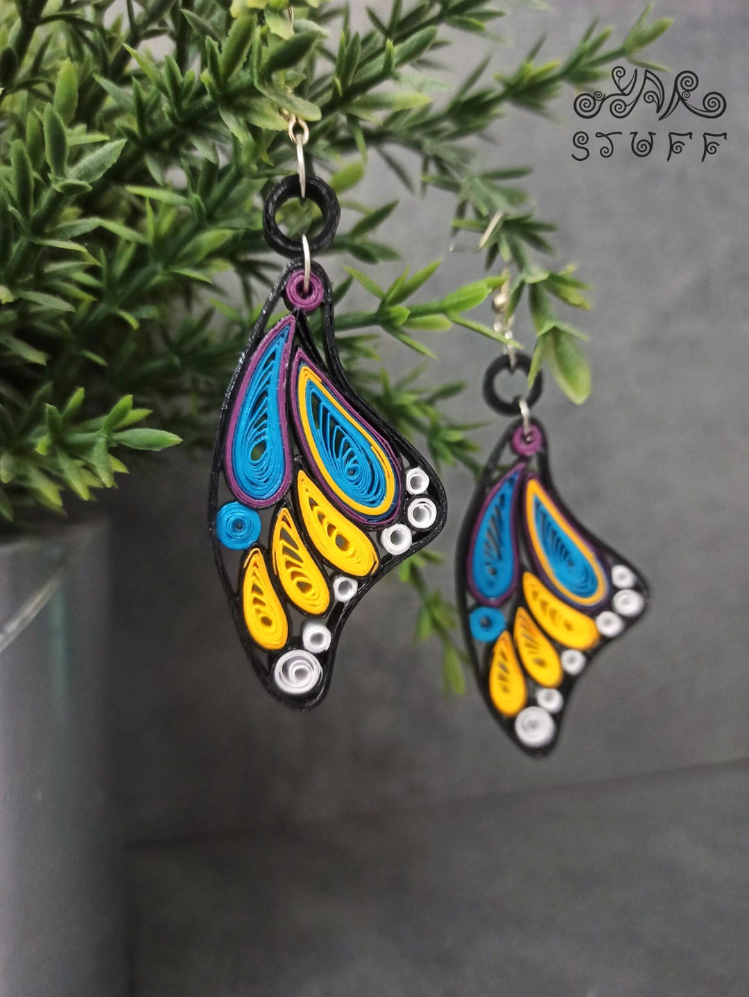 Quilled Paper Dangle Earrings Butterfly - Etsy