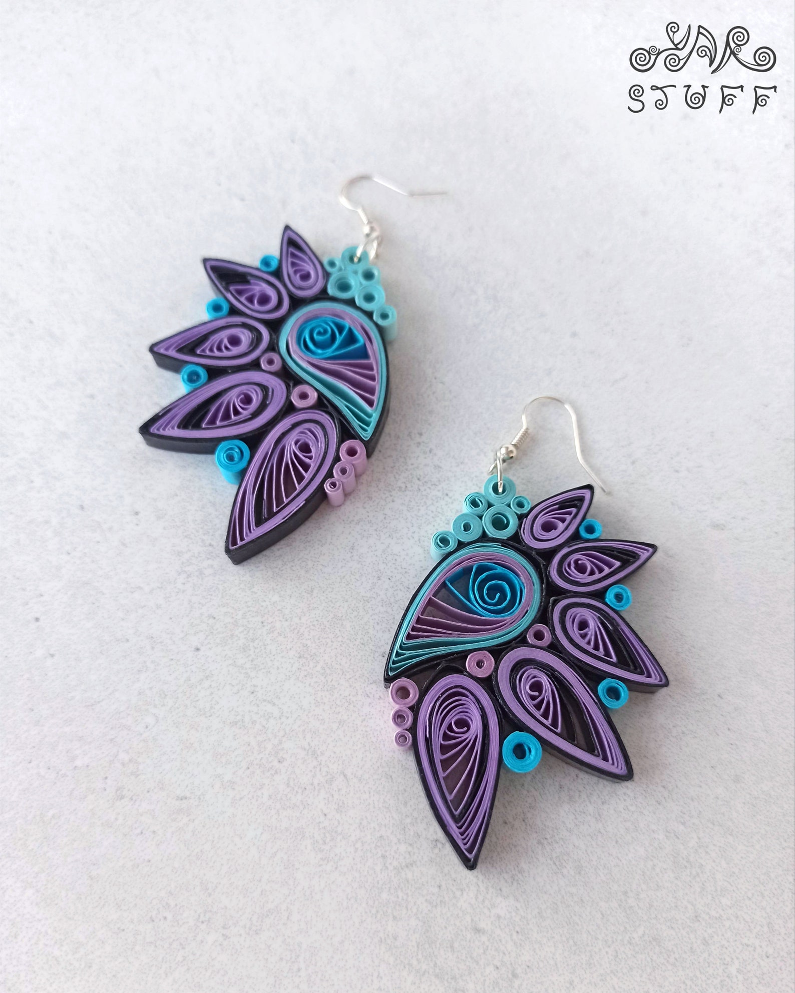 Quilled Paper Dangle Earrings Futuristic Cosmic Style - Etsy