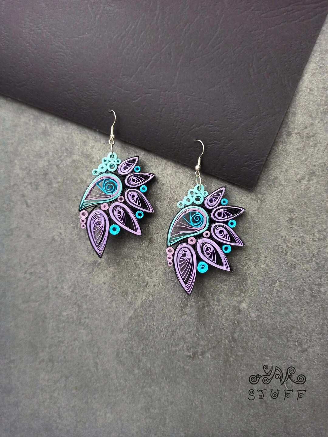 Quilled Paper Dangle Earrings Futuristic Cosmic Style - Etsy