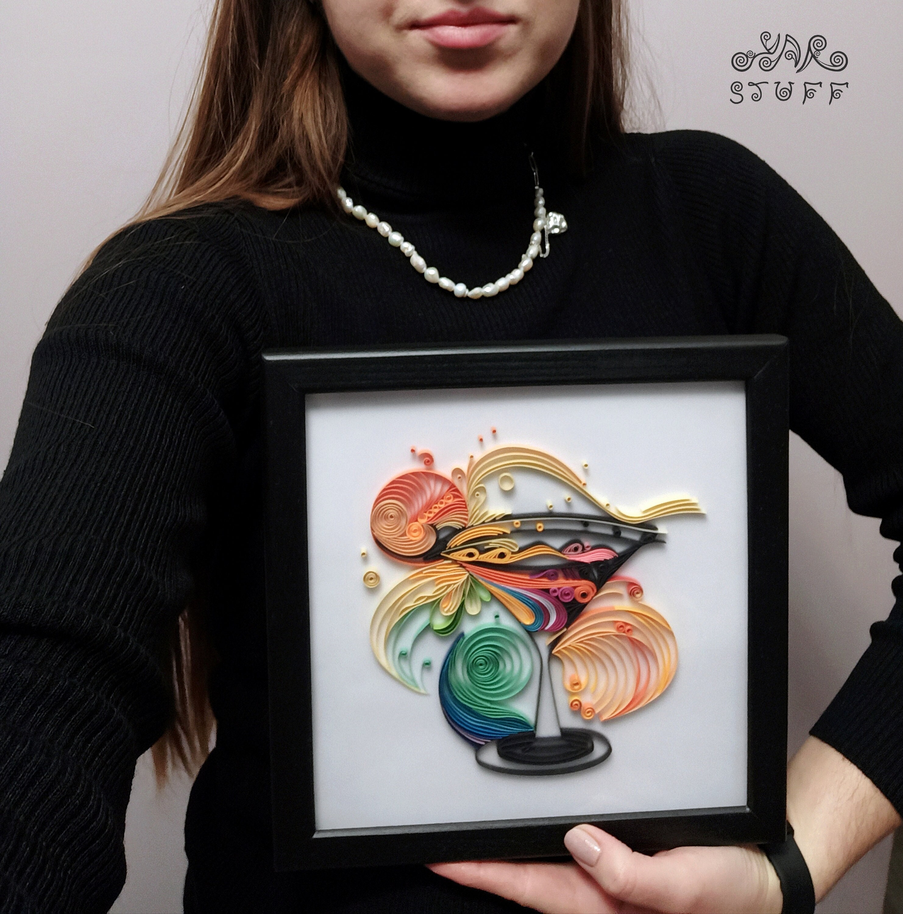 Quilled Cocktail Art, Paper Quilling, Wall Art, 3D Framed Paper Art ...