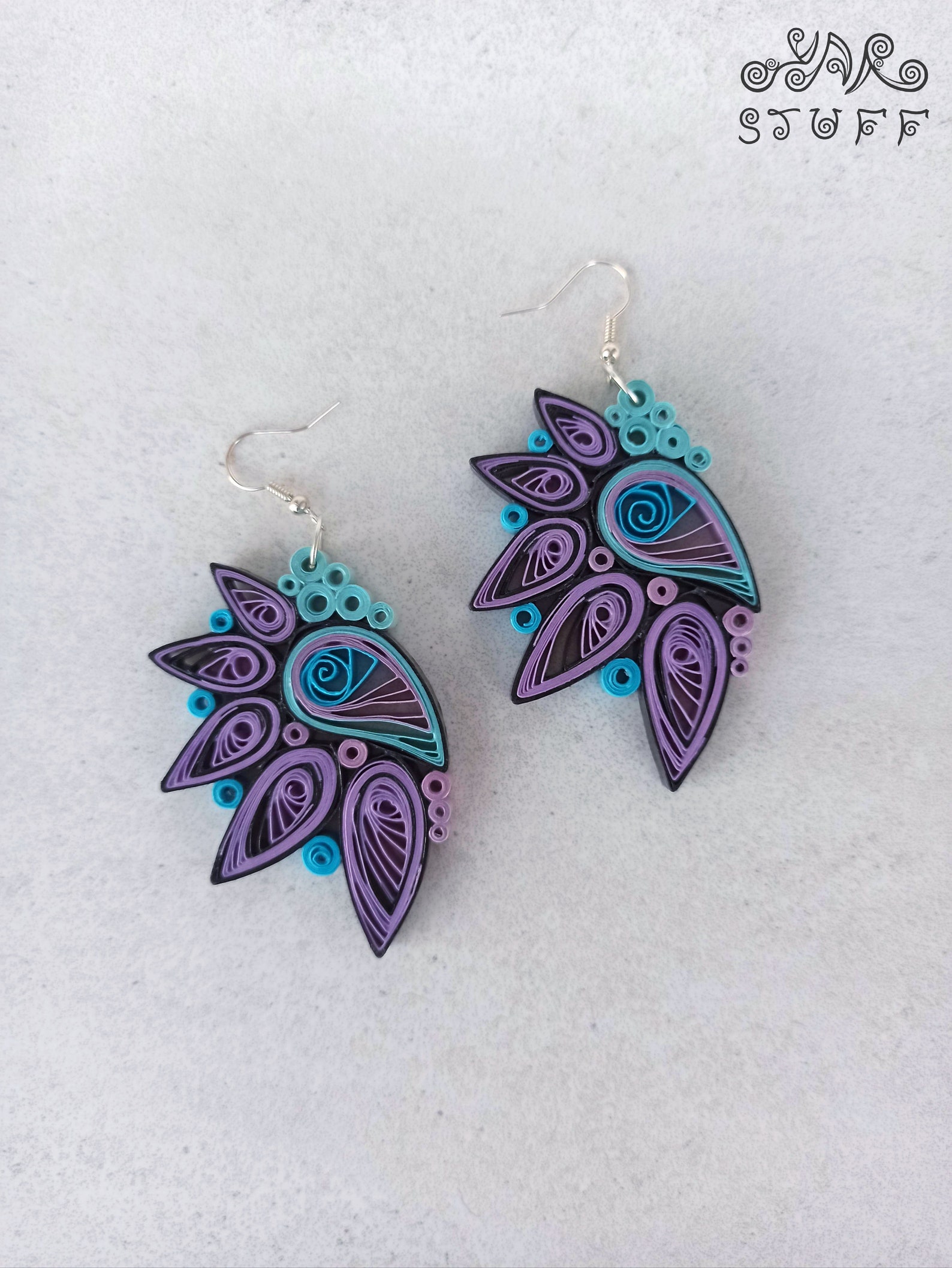 Quilled Paper Dangle Earrings Futuristic Cosmic Style - Etsy